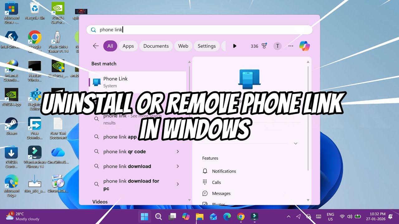 Uninstall or Remove Phone Link in Windows - YouTube