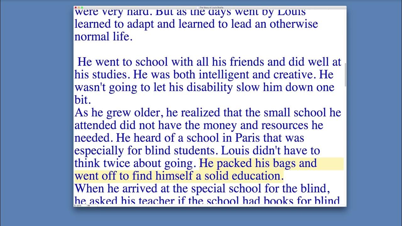 The Story of Louis Braille (narrated reading passage 4K) - YouTube