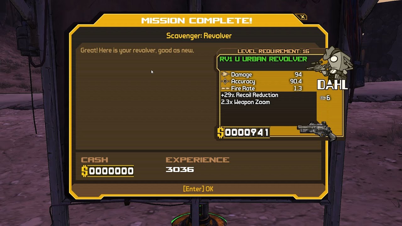 Scavenger Revolver BORDERLANDS - Quest - YouTube