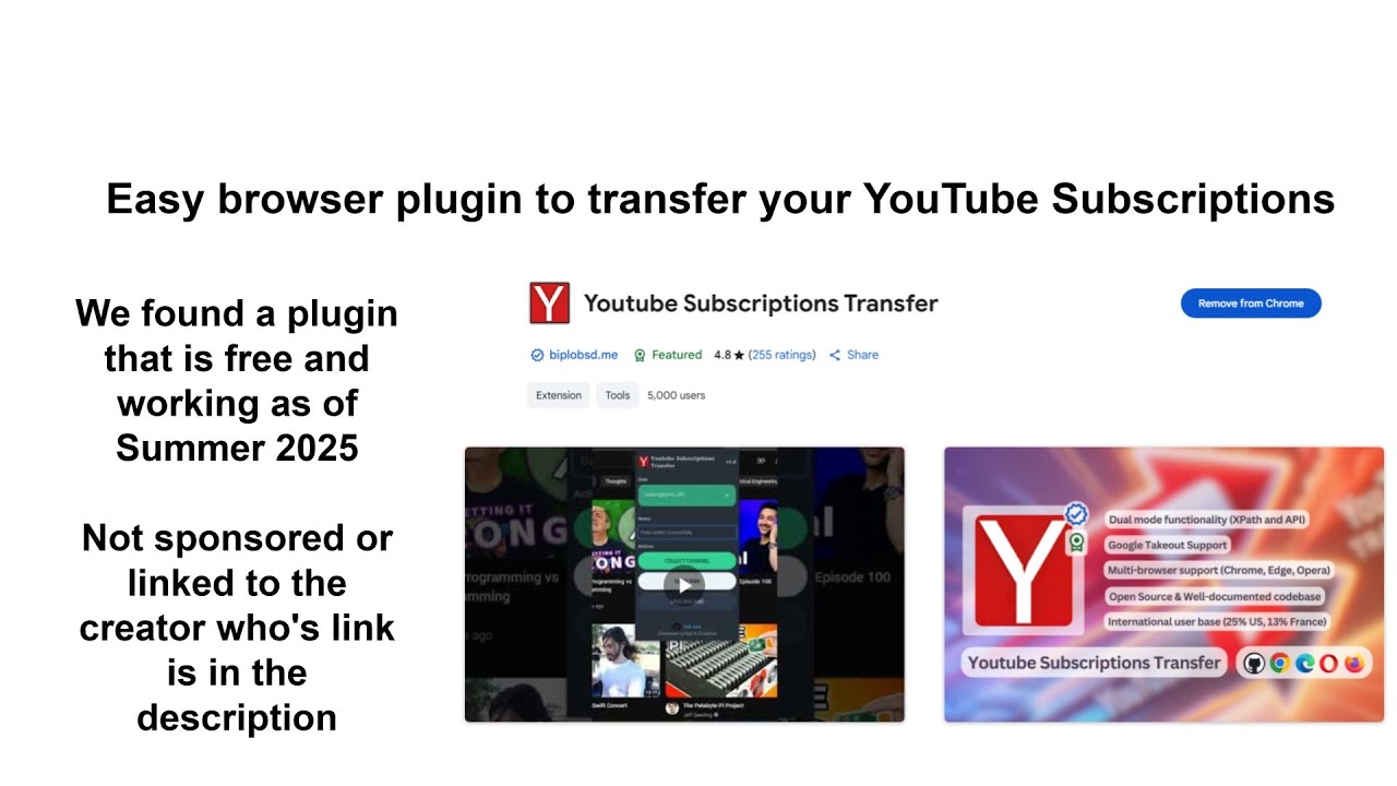 Move YouTube subscriptions between accounts with Subscriptions Transfer ...