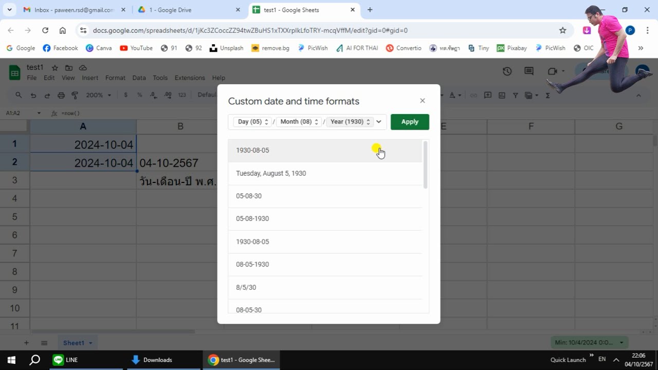 Try Google Sheet | =TEXT("dd-mm-yyyyB.E.") | Custom date and time ...