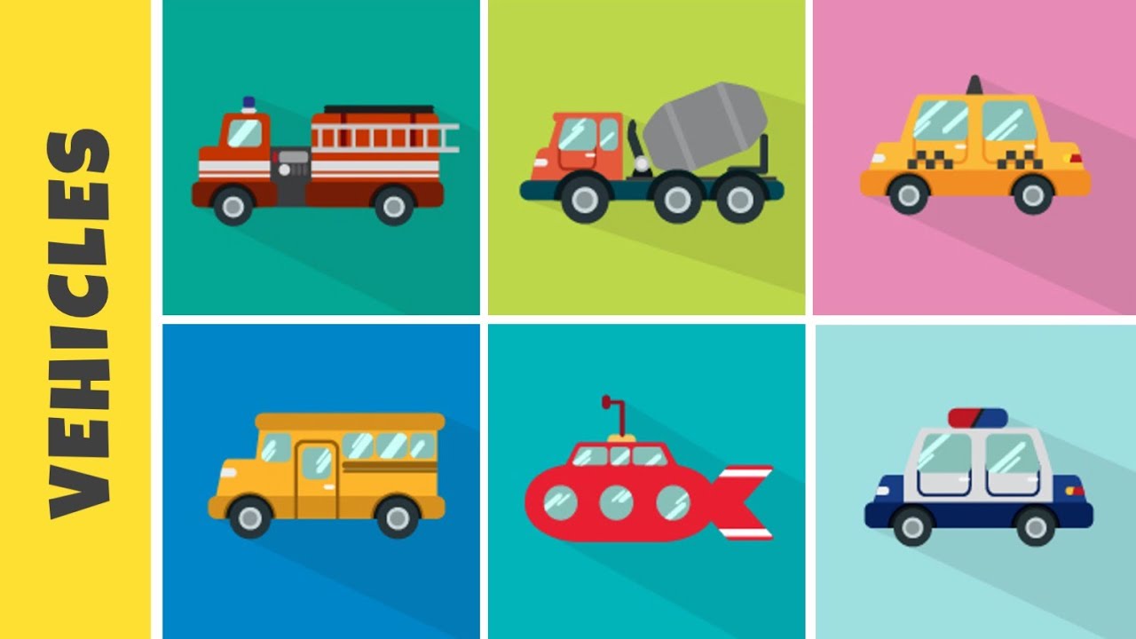 Learn about VEHICLES, cars and trucks for kids - Names and Sounds - YouTube