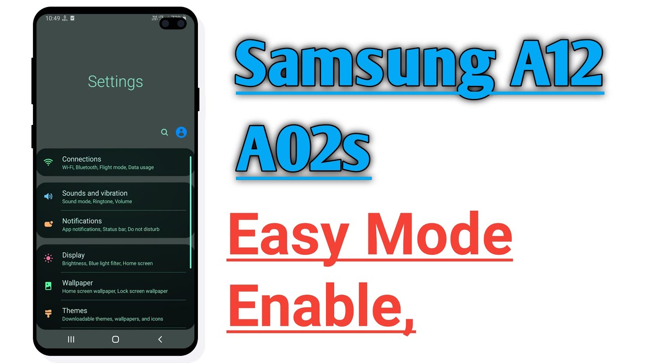 Samsung A12, A02s Easy Mode Enable - YouTube
