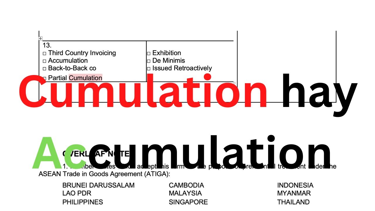 Từ vựng CUMULATION và ACCUMULATION trong C/O FORM - YouTube