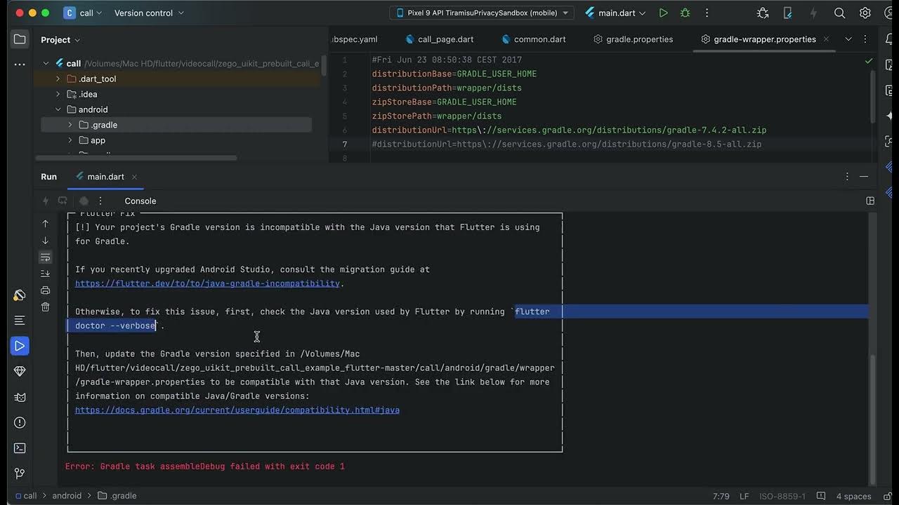 73、our project's Gradle version is incompatible with the Java version that Flutter is using ...