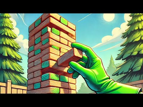 Green Gloves 🧤 Plays with Giant Toppling Timber Game - YouTube