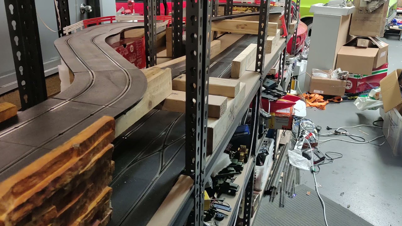 Testing out the Scalextric display for the toy museum I am setting up ...