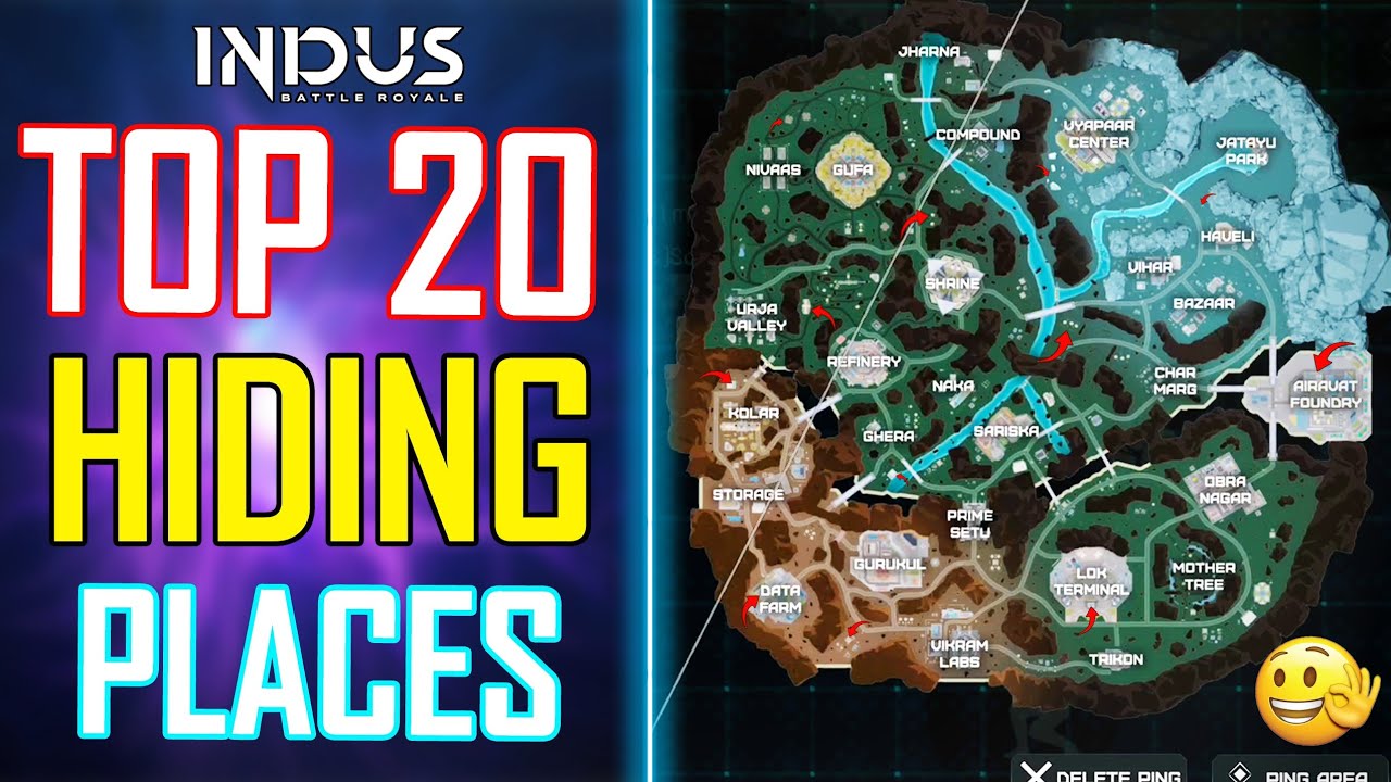 TOP 20 HIDING PLACE IN INDUS BATTLE ROYALE || INDUS BATTLE ROYALE ...