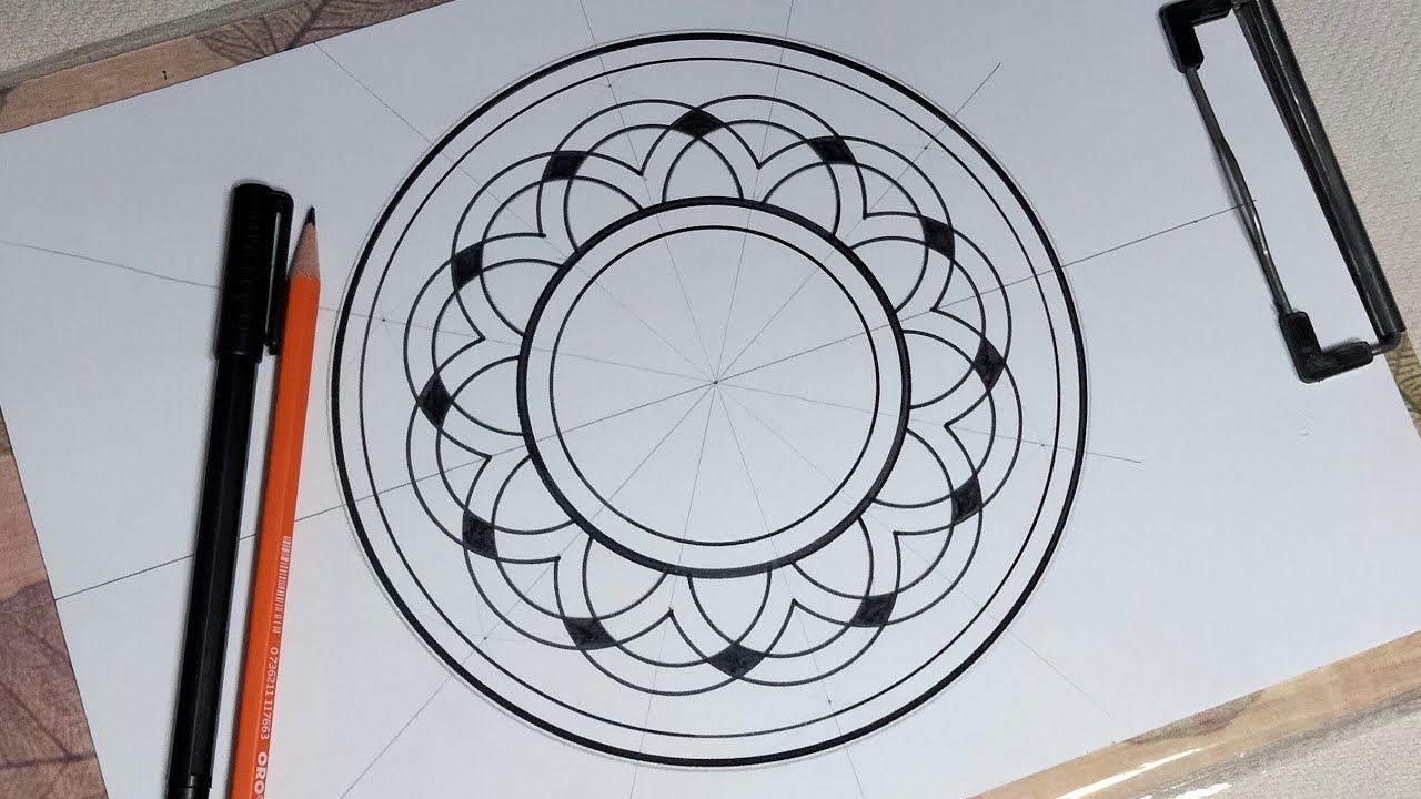 Easy geometrical circle drawing | Step by step drawing tutorial ...