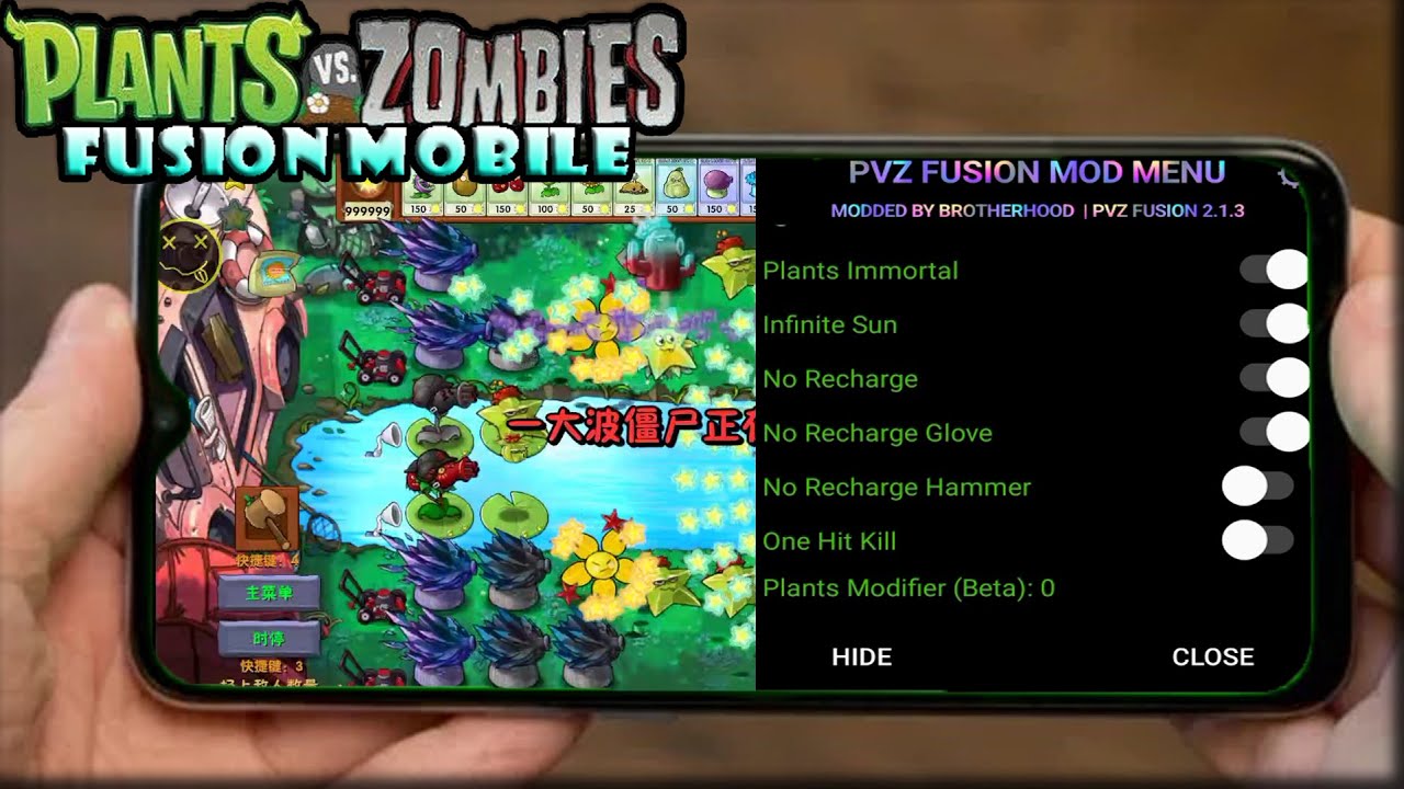 Mod Menu (Cheat) Plants Vs Zombies Fusion Mobile V2.1.3 l Android APK l ...