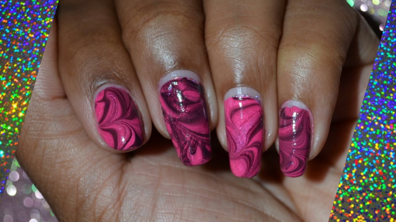 Water Marble May 2017 #5 | Dark Pink & Purple Water Marble Nail Art ...