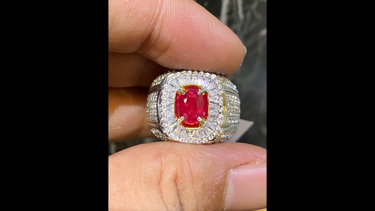 Natural 1.39ct red ruby ha top color memo gri microsetting - YouTube