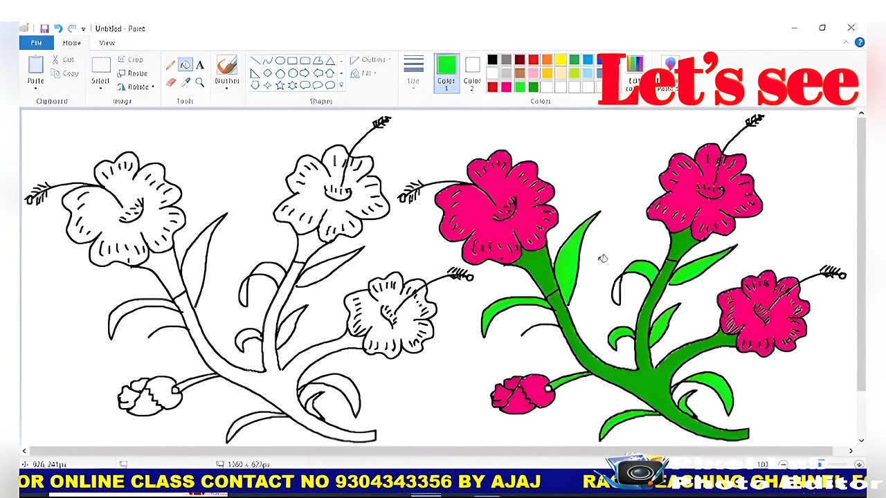 How to draw a Flower drawing step by step in ms paint|| Flower easy ...