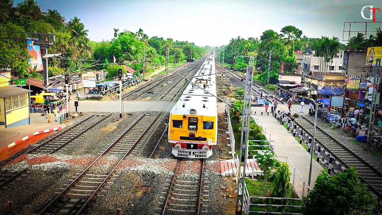 The view of the Local EMU train coming to the station from the top of ...