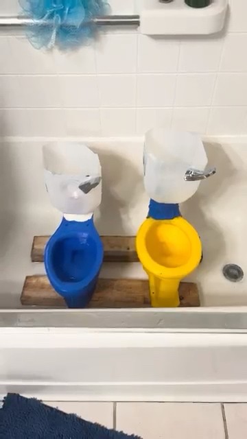 Two of my miniature prototype toilets flushing from the mini toilet ...
