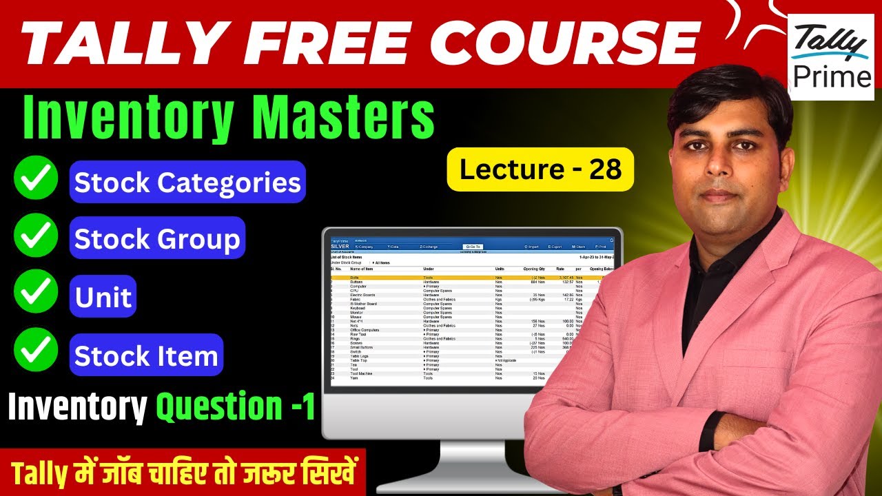 📦 Inventory Question- 1 in Tally Prime | Practical Lecture- 28 | Full ...