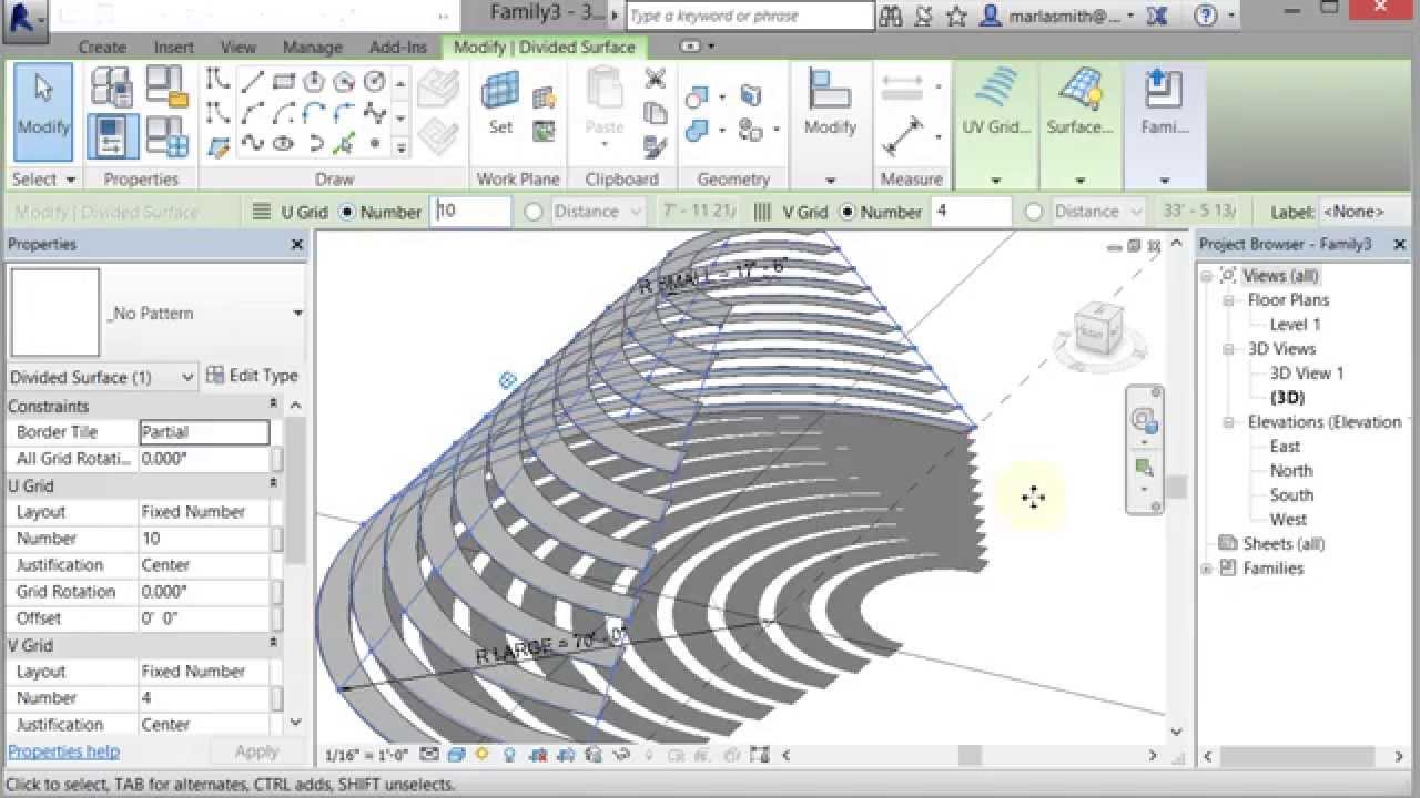 Revit ADAPTIVE COMPONENT LOUVER CURVED APPLICATION - YouTube