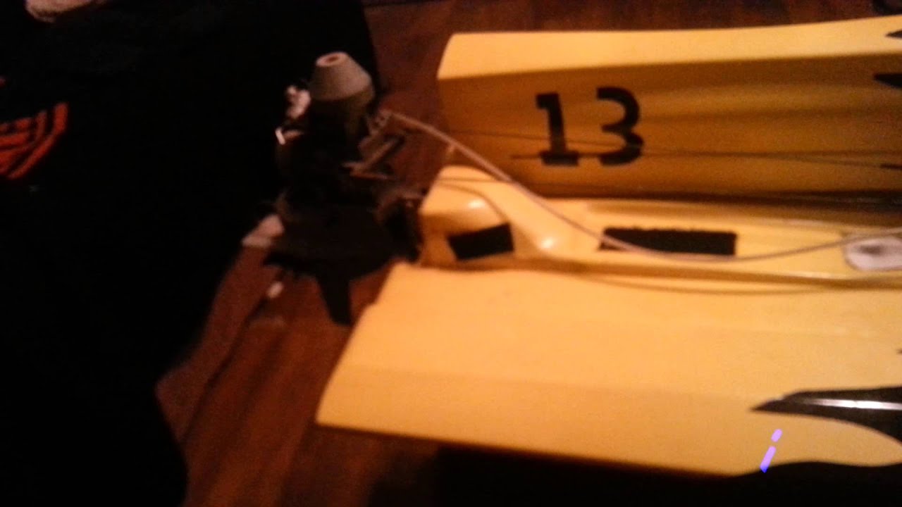 Gas powered remote control racing boat - YouTube