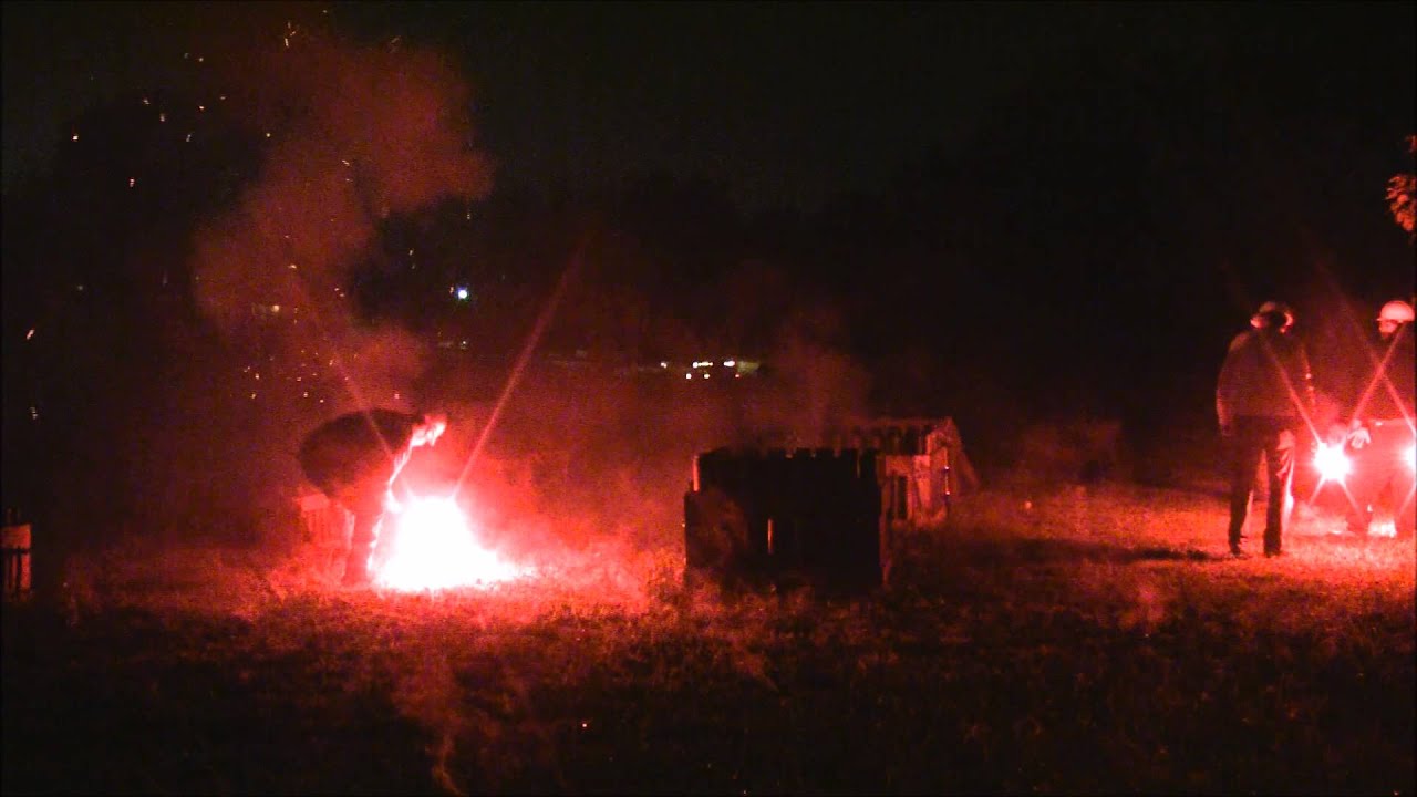 View from the firing line at a small county fair fireworks show - YouTube