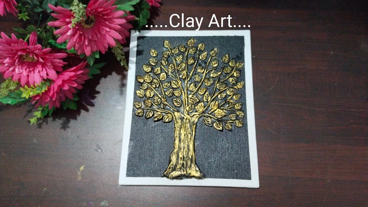 Clay Art| Mural clay painting| golden tree| Home decoration ideas ...