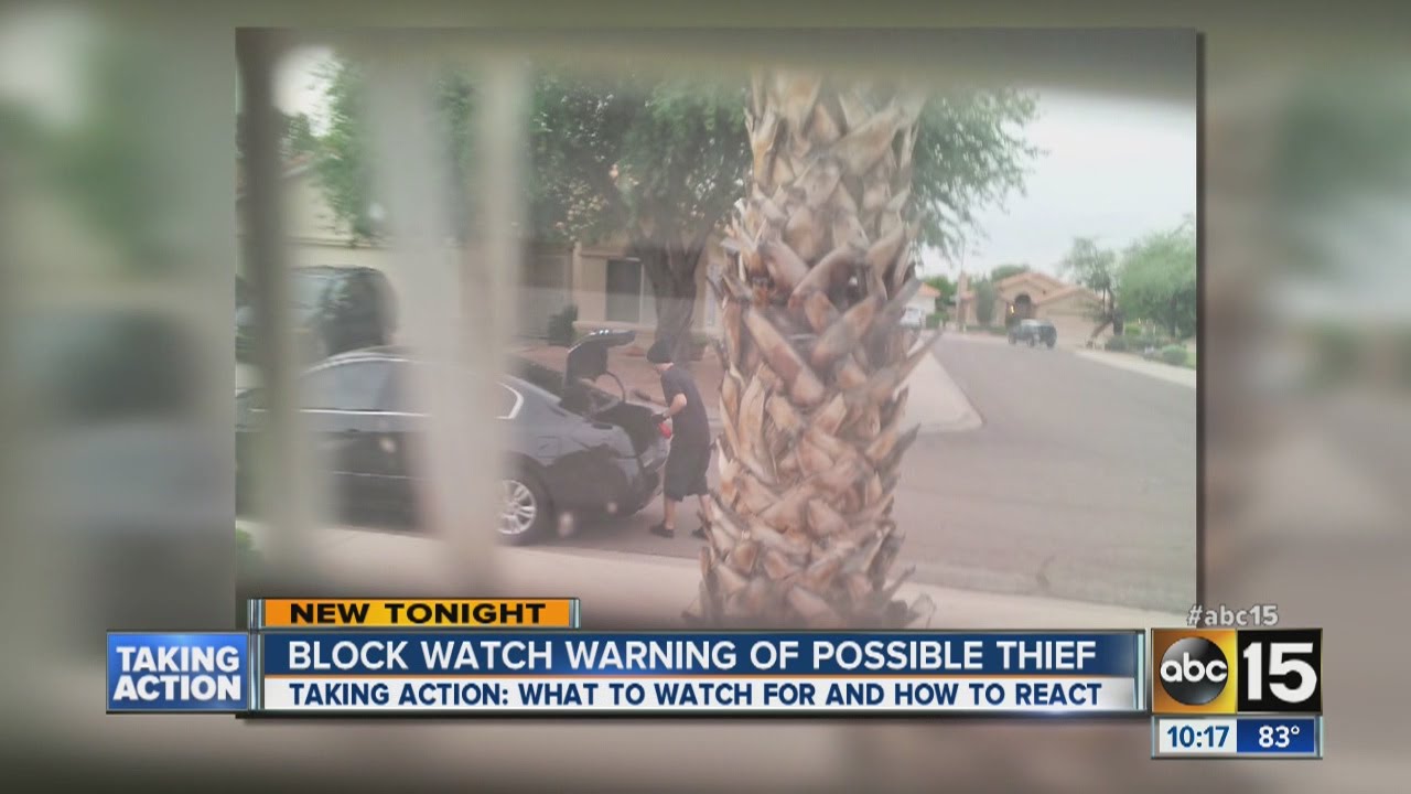 Block watch warning of possible thief in north Phoenix - YouTube