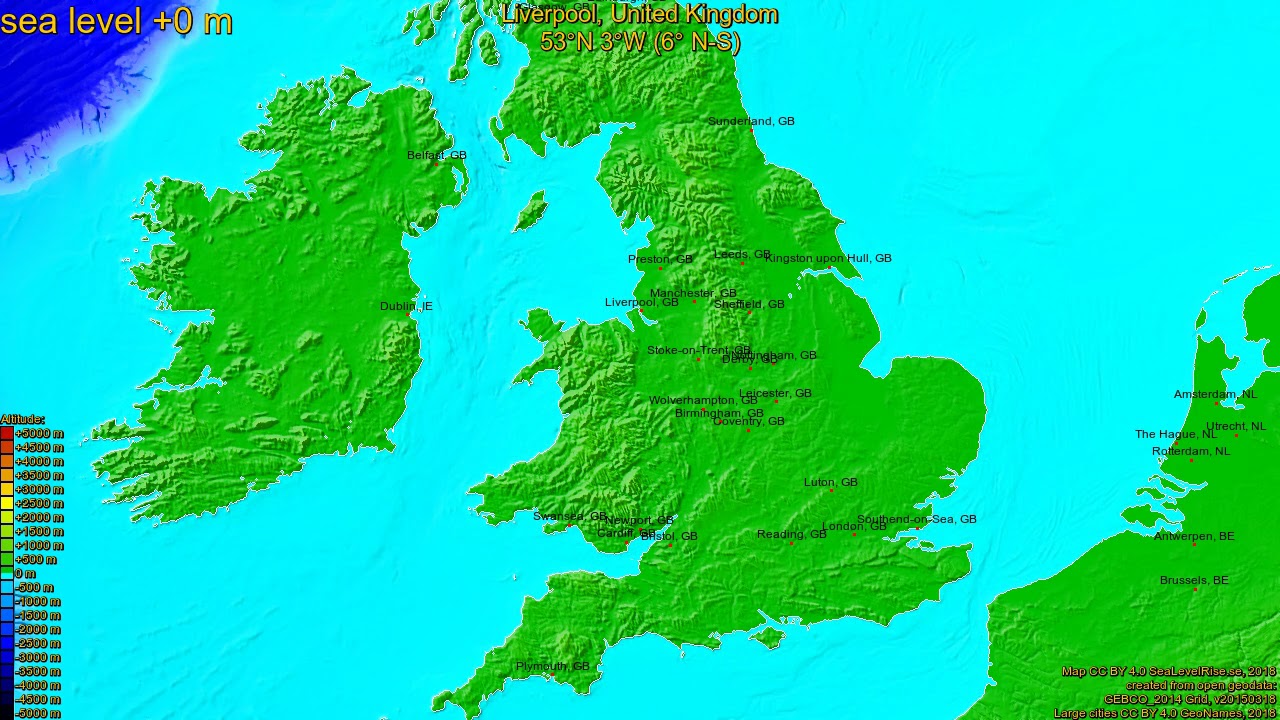 Liverpool, United Kingdom, (z+c) sea level rise -135 - 65 m - YouTube