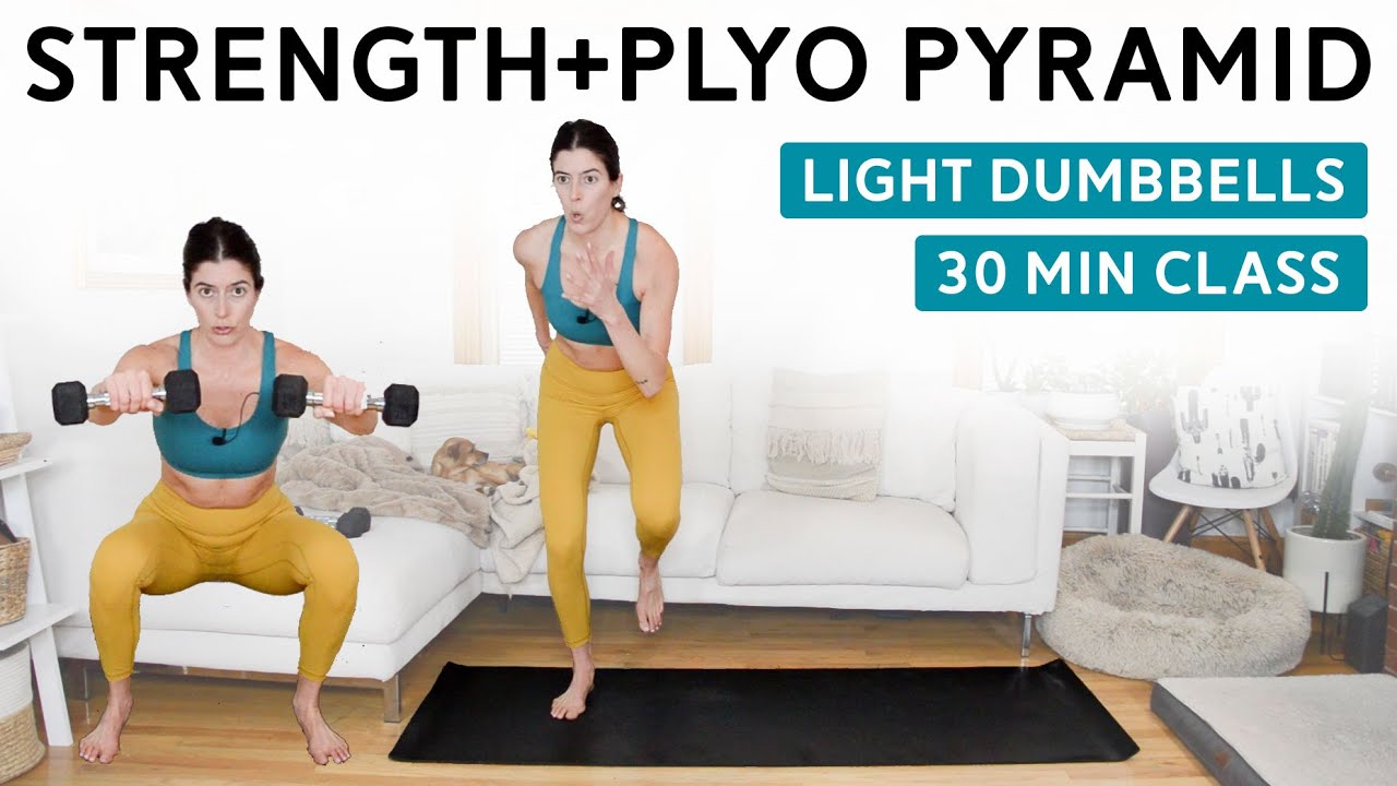 Strength & Plyo Pyramid Workout (30 Mins) - Set of Light Dumbbells ...