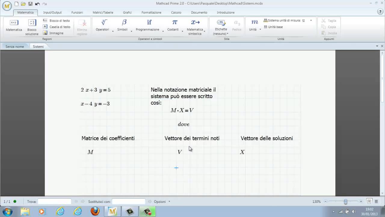 Mathcad - Sistema di equazioni - YouTube