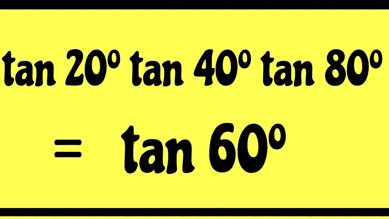 Prove that tan20°tan40°tan80° = tan60° @StudyPointPro - YouTube