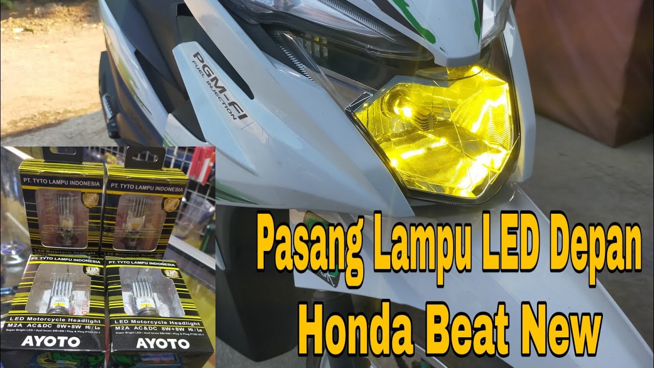 Pasang lampu LED depan honda beat new - YouTube