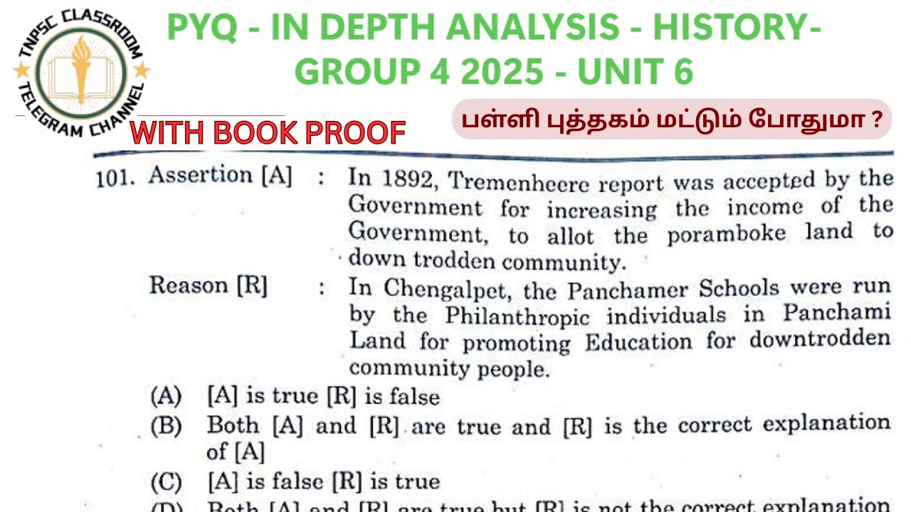 TNPSC Group 4 | A/R: Tremenheere Report & Panchami Land and Schools ...