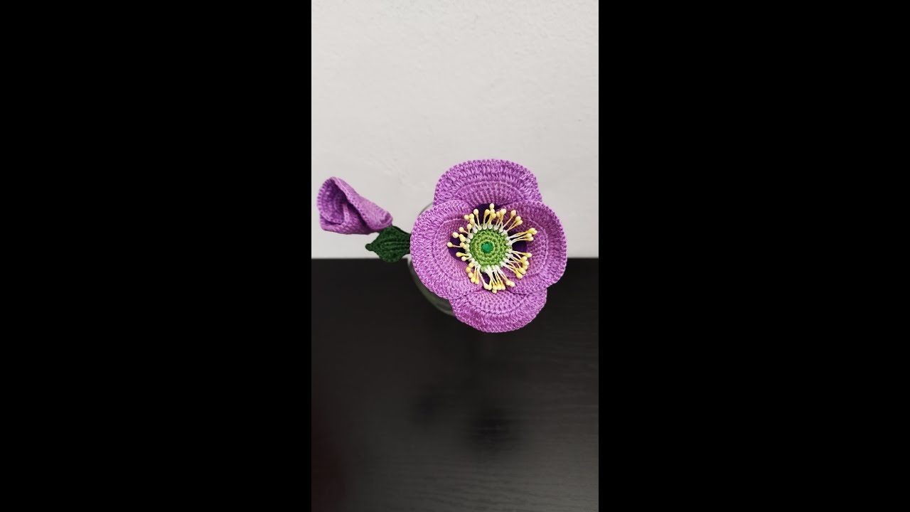 1.Mac Violet crosetat/Crochet Purple Poppy-Petala mare/Big petal-Part I ...