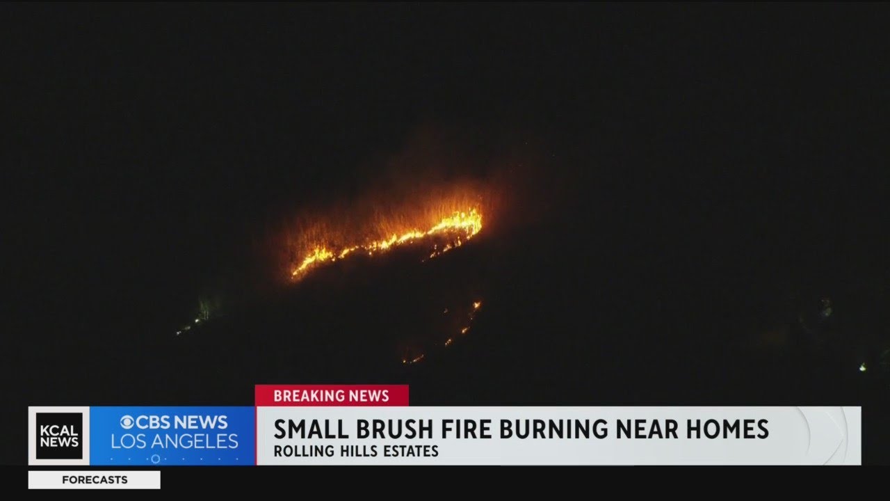 Small brush fire burns near homes in Rolling Hills Estates - YouTube