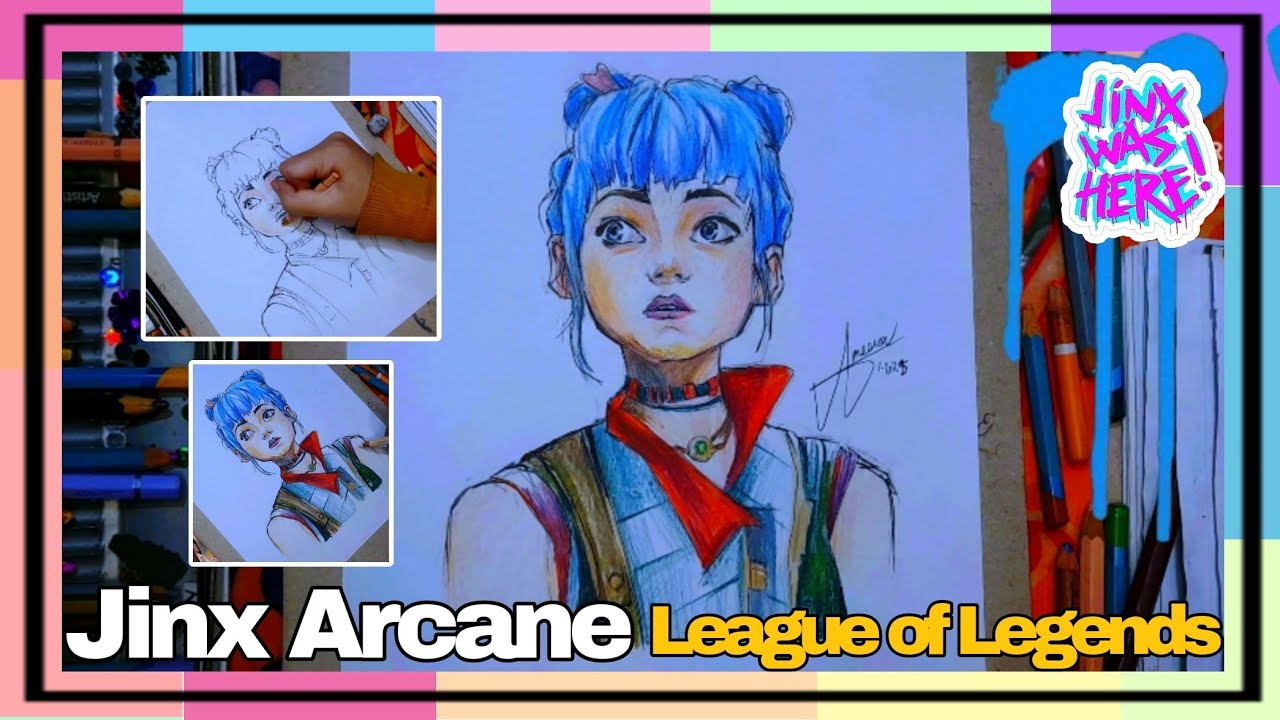 Drawing Powder Jinx Arcane League of Legends Champion - YouTube