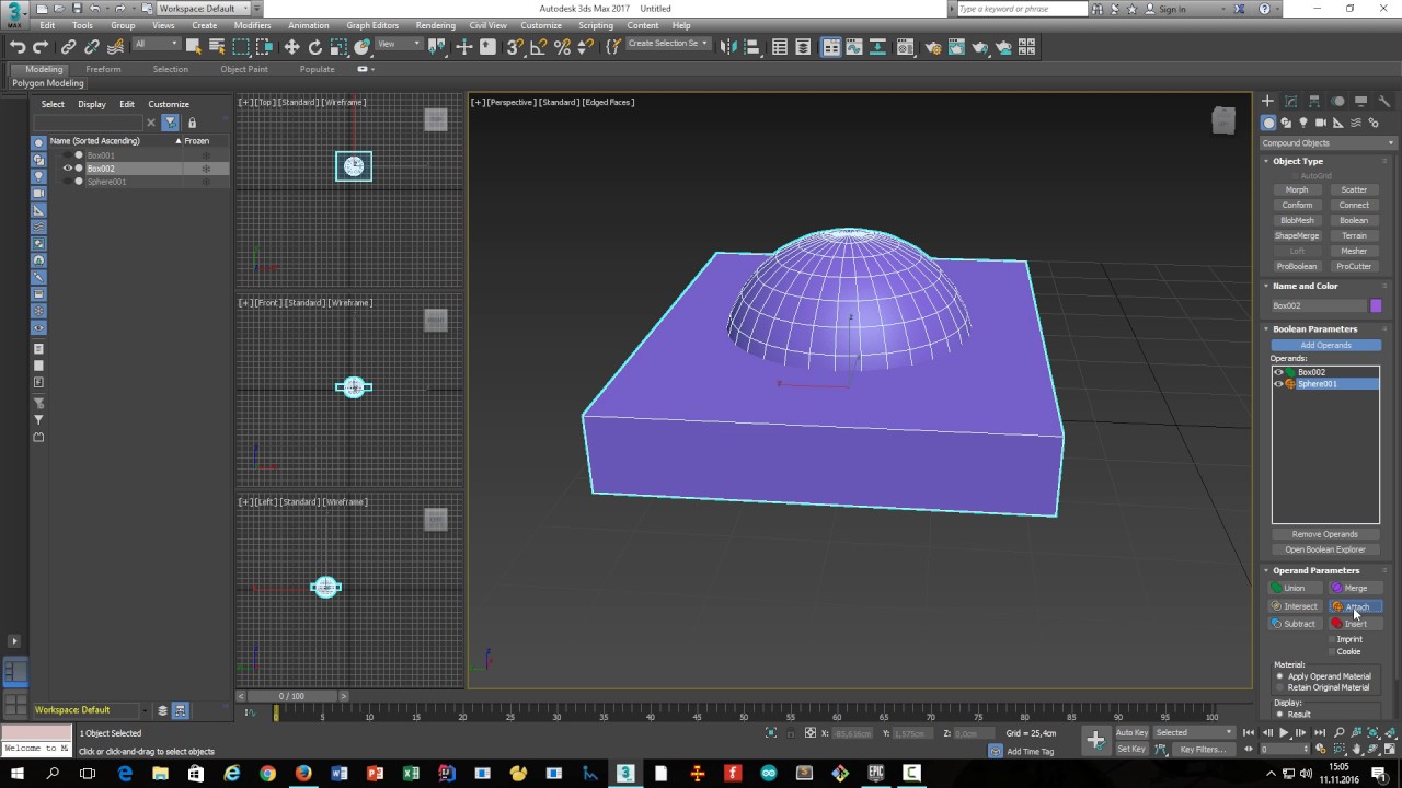 18. 3D Max Dersleri - Compound Objects, Boolean Kullanımı - YouTube