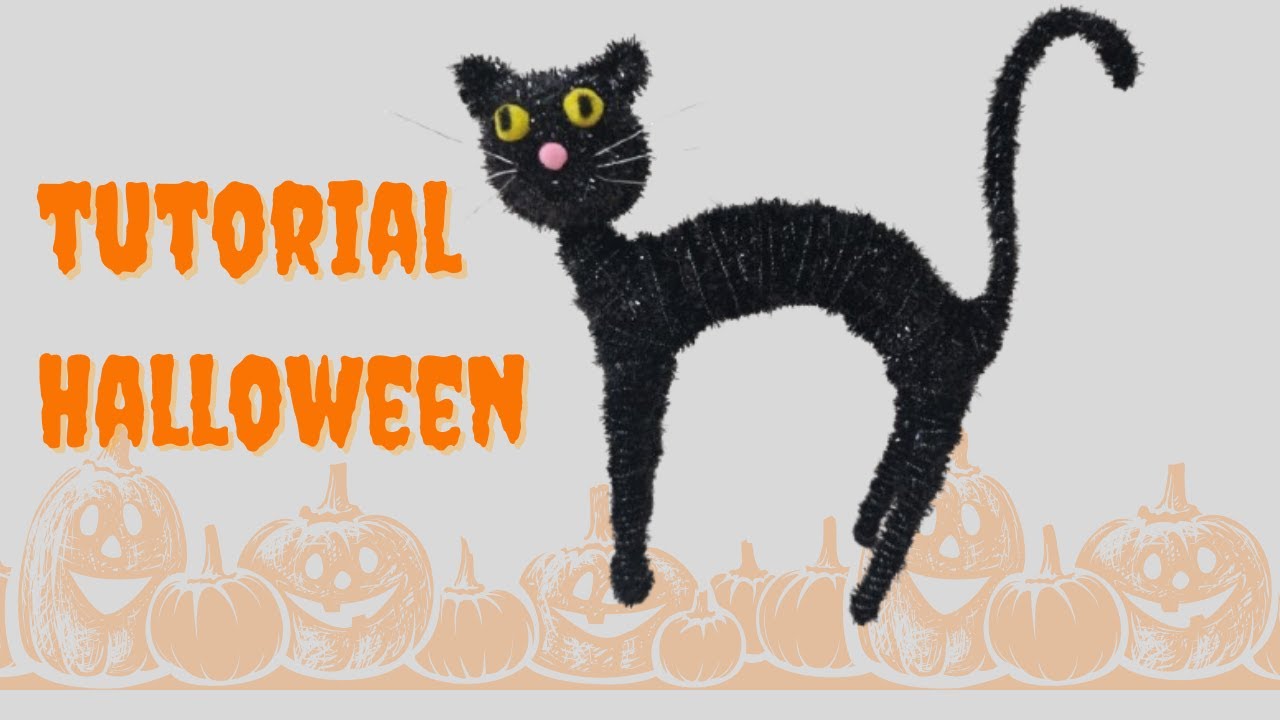 Gato erizado con limpiapas tutorial haloween/pipecleaner - YouTube