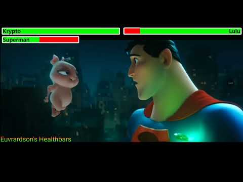 DC Legends of Super Pets (2022) Superman Gets Captured By Lulu Scene with healthbars