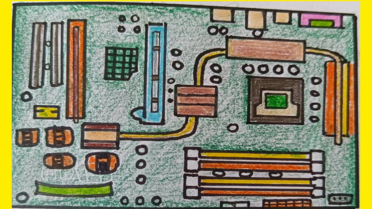 motherboard drawing easy / computer motherboard drawing / motherboard ...