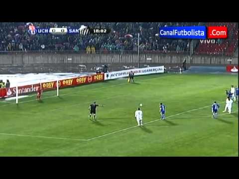 NEYMAR FALLA PENALTY - U DE CHILE vs SANTOS -RECOPA IDA 22-08-12