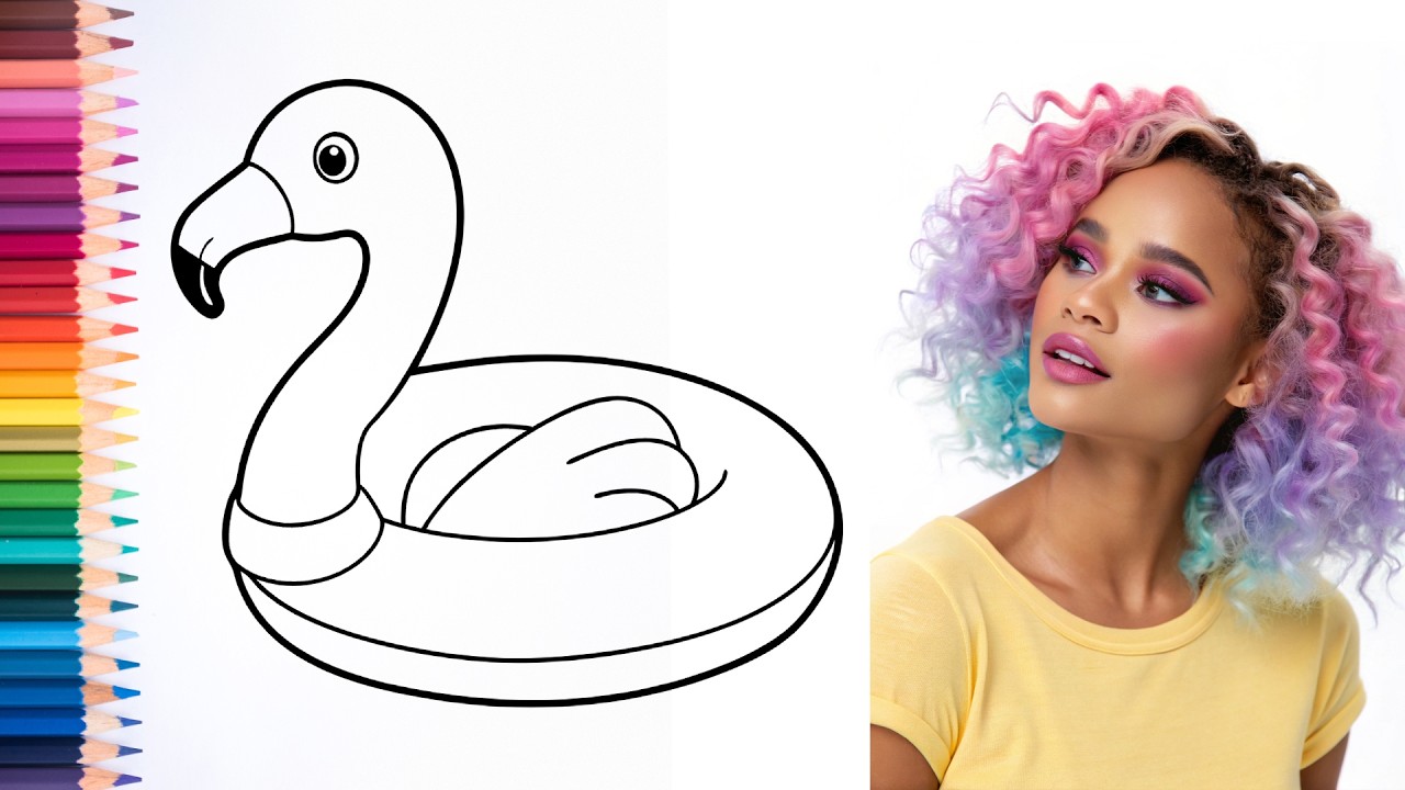 Floating into Summer 🦩 Coloring a Flamingo Pool Float | Summer Easy ...