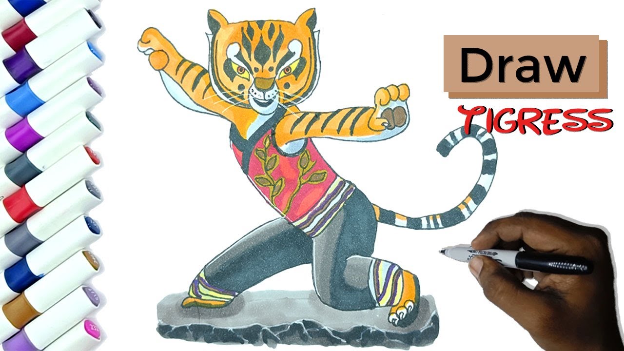 Drawing Tigress !!! How To Draw Tigress from Kung Fu Panda - YouTube