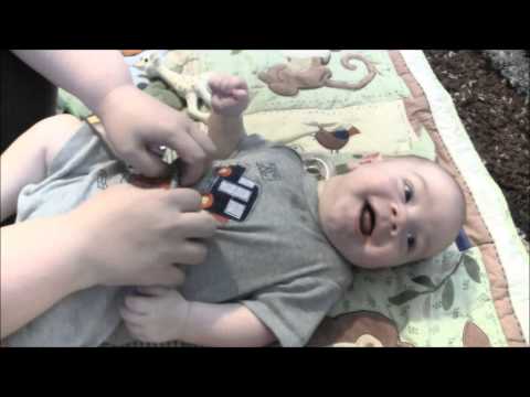 4 Month Old Baby gets Tickled Silly! Laughing Screams & Talking too