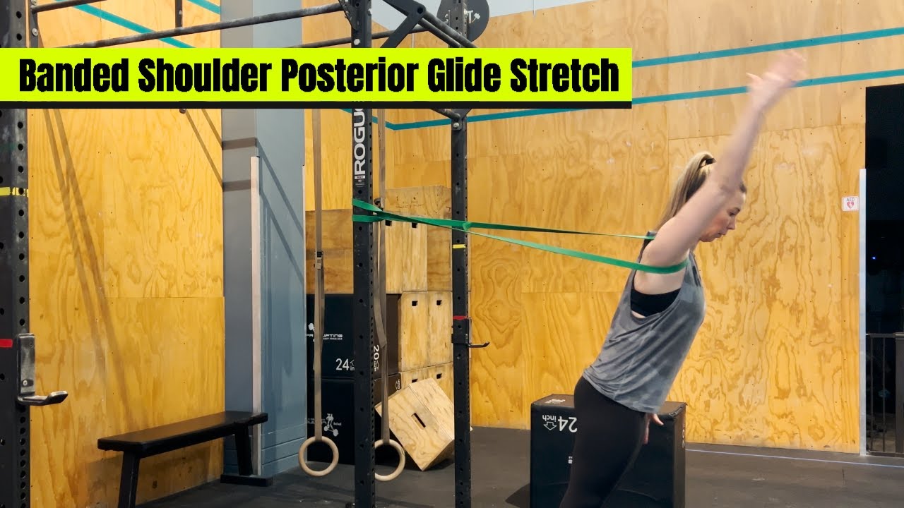 Banded Shoulder Posterior Glide Stretch with Overhead Reach - YouTube