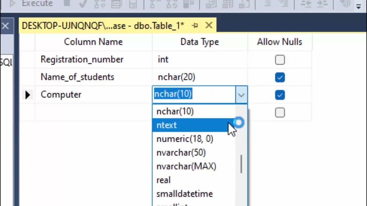 Creating Table Inserting Values Key Concept In Microsoft Sql Server Computerexcelsolution Youtube