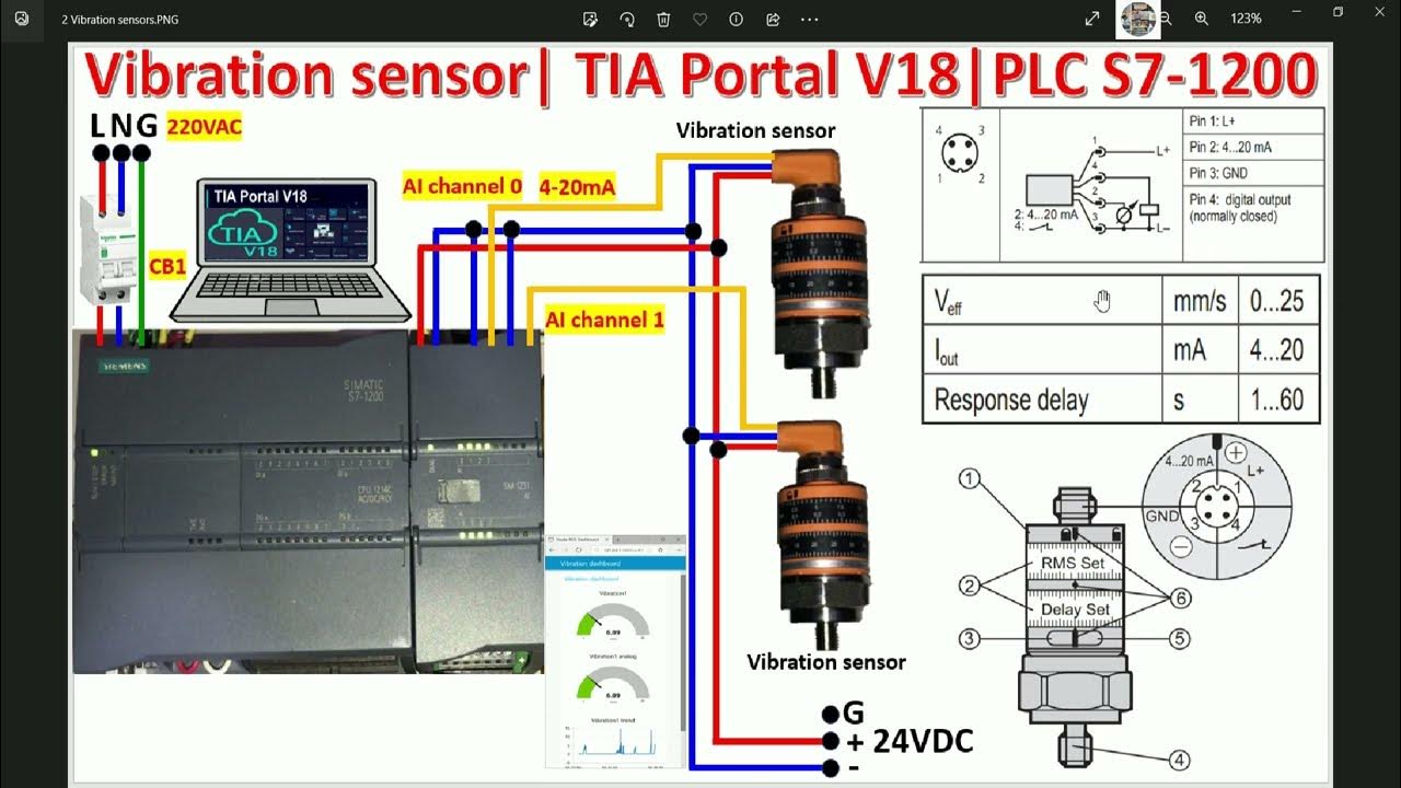 TIA Portal V18|PLC S7-1200 connect with 2 vibration sensors| Analog input - YouTube