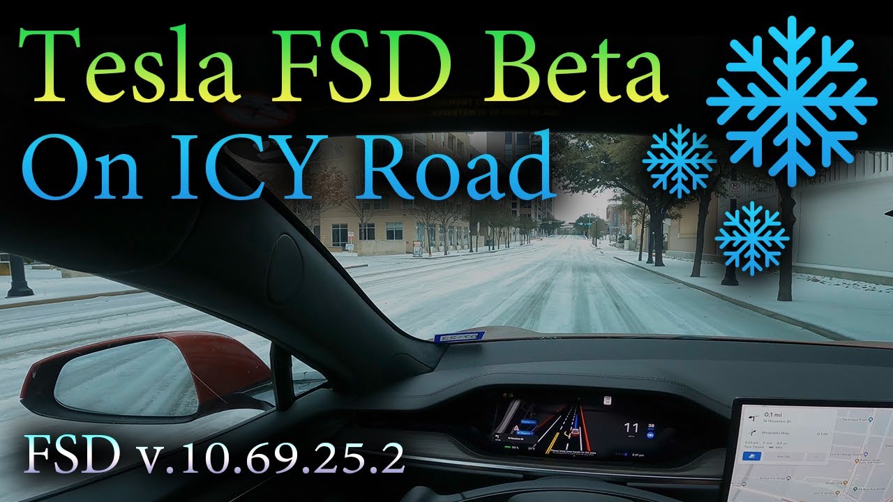 Tesla Full-Self Driving (FSD Beta) on Icy Road - YouTube