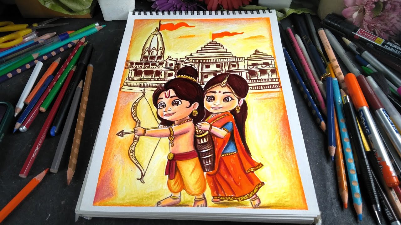Ram Ji Drawing, Ram Mandir Drawing, shading Tutorial 😍 - YouTube