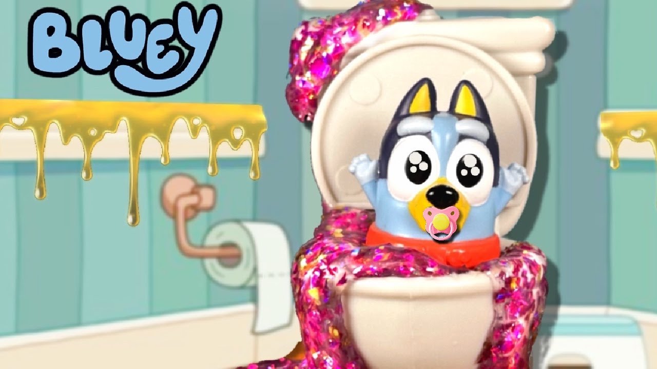 BABY BLUEY Makes BIG MESS and Blocks TOILET with Slime - YouTube
