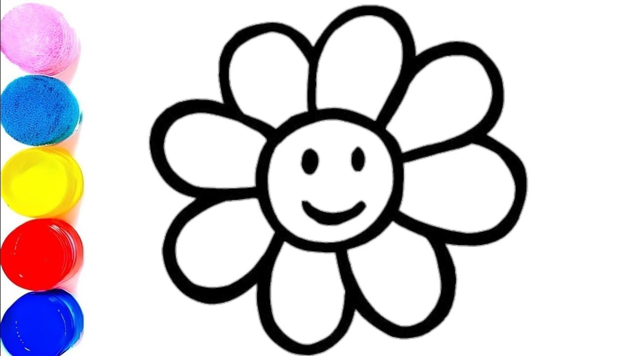 How To draw A Cute Flower Drawing for kids and toddlers applying ...