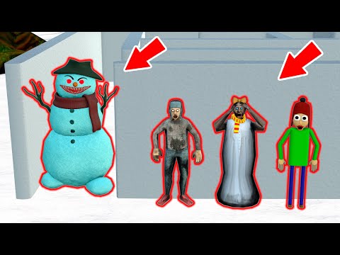 Granny vs Baldi vs Grandpa vs Snow Maze - komik korku okulu animasyonu (s.107)